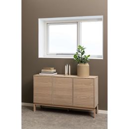 ACTONA GROUP Sideboard &raquo;Linley Anrichte, gerillte Front,&laquo; Eiche furniert, 3 T&uuml;ren, 3 Einlegeb&ouml;den, Lamellenfront wei&szlig; B/H/T: 135,4cm x 80cm x 40cm, 3 