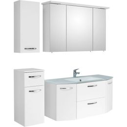 Badm&ouml;bel-Set &raquo;Quickset 326, 5-teilig, mit Glaswaschtisch&laquo; 5 Stk. tlg. wei&szlig; Spanplatte B/H/T: 145cmcm x 200cmcm x 48cmcm