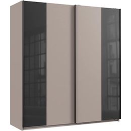 wimex Schwebet&uuml;renschrank &raquo;ABERDEEN in der Breite 180cm, mit farblichen Glaselementen&laquo; schwarz-wei&szlig; Holzwerkstoff Saharagrau, B/H/T: 180cm x 198cm x 65cm, 