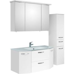 Badm&ouml;bel-Set &raquo;Quickset 326, 4-teilig, mit Glaswaschtisch&laquo; 4 Stk. tlg. wei&szlig; Spanplatte B/H/T: 145cmcm x 200cmcm x 48cmcm