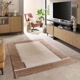 Theko Wollteppich &raquo;Skylight, handgekn&uuml;pft&laquo; rechteckig 21 mm H&ouml;he reine Schurwolle, mit Bord&uuml;re, Wohnzimmer beige Schurwolle B : 250cm 1 Stk., 21mm, L: