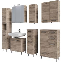 Badm&ouml;bel-Set &raquo;7-teilig, mit Spiegelschrank&laquo; Set, 7 Stk. tlg. braun B/H/T: 188cmcm x 200cmcm x 33cmcm