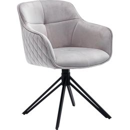 Salesfever Armlehnstuhl &raquo;Stilvoller Esszimmerstuhl&laquo; () mit 360&deg; Drehfunktion grau Metall, Polyester B/H/T: 59cm x 83cm x 60cm, Samtoptik Samtoptik, 
