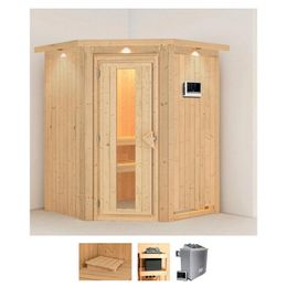 Karibu Sauna &raquo;Larin&laquo; Set, Ofen 9 KW externe Strg easy beige Saunaofen, externe Steuerung, 9 kW