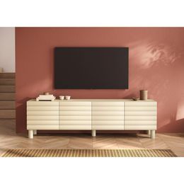 OTTO home Lowboard &raquo;Adria, 202 cm breit, 4 T&uuml;ren, Mediaboard, TV-Schrank, TV-Board&laquo; Korpus Talco Spatolato, MDF-Fronten in 3D-Design, viel Stauraum 