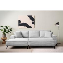 OTTO home Ecksofa &raquo;TVINNU Cord, L-Form, 275 cm, mit Hocker&laquo; stellbar zum Schlafsofa (Krokodilverbinder) grau B/H/T: 275cm x 83cm x 173cm, Cord, 