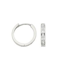 Firetti Damen Paar Creolen &raquo;Schmuck Geschenk Gold 333 Ohrschmuck Creolen Kristall&laquo; mit Zirkonia (synth.) 12,5mm, Wei&szlig;gold 333