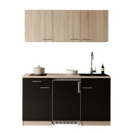 respekta Pantryk&uuml;che &raquo;Ingrid&laquo; zerlegt, wahlweise mit K&uuml;hlschrank, Soft-Close-Funktion, Breite 150 cm schwarz B/H/T: 150cm x 200cm x 60cm,mit 