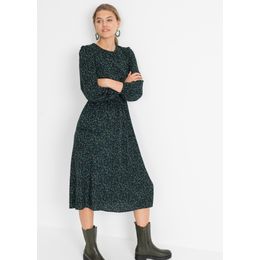 bonprix Damen Midikleid "Midikleid mit Blumenprint", schwarz, Gr. 42, Obermaterial: 100% Viskose, Kleider, f&uuml;r die Herbstsaison, aus Viskose,