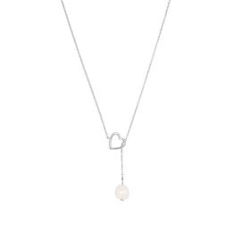 Amor Damen Y-Kette &raquo;Herz&laquo; mit S&uuml;&szlig;wasserzuchtperle silber Perlen Silber 925 (Sterlingsilber), L: 45 B: 1mm