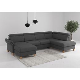 OTTO home Wohnlandschaft &raquo;Glendale, U-Form&laquo; inkl. Kopfteilverstellung, wahlweise mit Vorziehsitz und Bettkasten grau 95% Polyester, 5% Polyamid B/H/T: