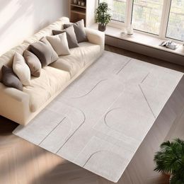 Ayyildiz Teppiche Teppich &raquo;POMPEI 1614 , auch als L&auml;ufer&laquo; rechteckig 12 mm H&ouml;he weiche pflegeleichte Oberfl&auml;che, Hoch-Tief-Struktur, Kurzflor beige Microfaser B : 140cm