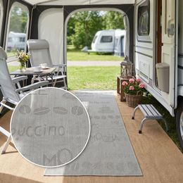 OTTO home L&auml;ufer &raquo;Coffee, Kaffee-Motive, In- und Outdoor geeignet&laquo; rechteckig 5 mm H&ouml;he Wetterfest, UV-best&auml;ndig, K&uuml;chenl&auml;ufer, Camping, Balkon grau 