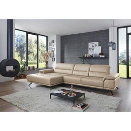 Die PlanBar Ecksofa &raquo;PN-EM19074, L-Form, Breite 343 cm&laquo; inkl. Sitztiefen- und Kopfteilverstellung B/H/T: 343cm x 193cm, Glattleder TORRO, Ottomane 