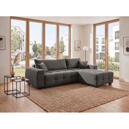 OTTO home Ecksofa &raquo;Bella Couch L-Form, B: 234 cm - OTTO. Verl&auml;ssliche Qualit&auml;t.&laquo; mit Schlaffunktion, Bettkasten & Zierkissen grau 100%Polyester B/H/T: