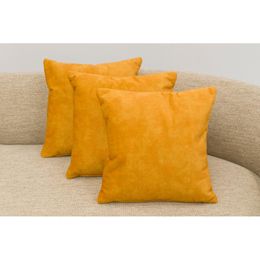 OTTO home Dekokissen &raquo;Greevy&laquo; Dekokissen mit F&uuml;llung, Sofakissen 3er Set 40x40cm gelb Polyester B/L: 40cm, 3 Stk.