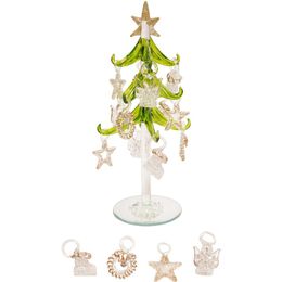 Weihnachtskugelst&auml;nder &raquo;Home Decor Glasbaum mit Glasornamenten transparent 20cm&laquo; Dekoriert mit Liebe zum Detail gr&uuml;n Glas 21cm