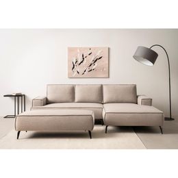 OTTO home Ecksofa &raquo;TVINNU Leinenoptik, L-Form, 275 cm, mit Hocker&laquo; stellbar zum Schlafsofa (Krokodilverbinder) beige B/H/T: 275cm x 83cm x 173cm, 