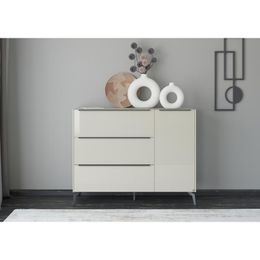 set one by Musterring Sideboard &raquo;Reno&laquo; 1 Stk. tlg. Mit Winkelfu&szlig; in diversen Farben, 109 cm H&ouml;he & Farbauswahl beige Glas, Holzwerkstoff B/H/T: 137cm 
