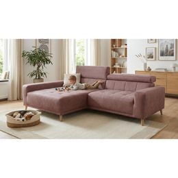 OTTO home Ecksofa &raquo;Greevy 248 x 172 cm mit Steppungen, f&uuml;r g&auml;ngige Saugroboter geeignet&laquo; Kopfteile verstellbar, L-Form, aus Pet Friendly Bezug rosa 