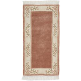 LUXOR living Wollteppich &raquo;Giza, handgekn&uuml;pft&laquo; rechteckig 12 mm H&ouml;he reine Wolle, mit Bord&uuml;re & Fransen, Orient-Teppich, Wohnzimmer rosa Obermaterial: 