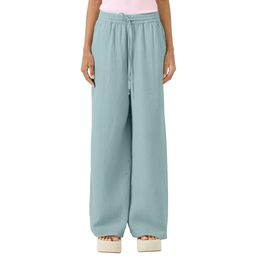 QS Damen Stoffhose, gr&uuml;n, Gr. 40, unifarben, Web, Obermaterial: 100% Baumwolle, Hosen, mit Gummizug und weitem Bein