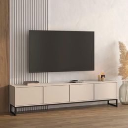 OTTO home Lowboard &raquo;Loft, Breite 208,5 cm, TV-Board mit 4 Klappen, Metallkufen&laquo; TV-Kommode mit viel Stauraum, push-to-open-Funktion beige 