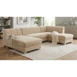 OTTO home Wohnlandschaft &raquo;Lolland 296 x 195 cm, modern, mit Steppungen, gem&uuml;tlich&laquo; U-Form, aus Pet Friendly Bezug beige 100% Polyester B/H/T: 296cm x 