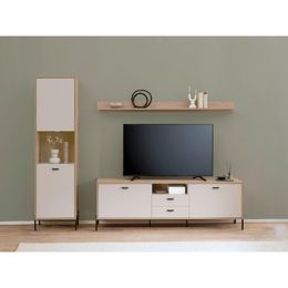 Home Affaire Wohnwand &raquo;Fredericia, moderne Anbauwand, Komplettset in Kaschmir&laquo; Set, 3 Stk. tlg. beige Holzwerkstoff B/H/T: 259cmcm x 206cmcm x 40cmcm
