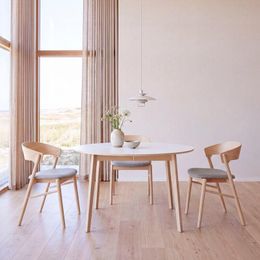 Esstisch &raquo;Basic Single, rund/oval, ausziehbar &Oslash;130&ndash;228 cm, mit 2 Einlegeplatten&laquo; Melamin/Massivholz &ndash; ideal f&uuml;r Familien, langlebig, Scandi Design 