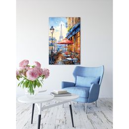 Leinwandbild &raquo;Wandbild CAFE IN PARIS 60x90 cm &ndash; Leinwandbild Keilrahmen Deko modern&laquo; Cafe Frankreich Geb&auml;ude Paris Restaurant & Caf&eacute;s Stadt St&auml;dte 1 
