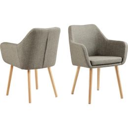 Salesfever Armlehnstuhl &raquo;Komfortabler Esszimmerstuhl mit Stil&laquo; () Stuhlbeine aus massivem Eichenholz braun Massivholz, Polyester B/H/T: 62cm x 84cm x 