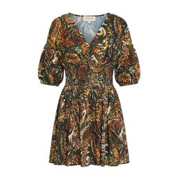 Apricot Paisley Bubble Hem Cotton Mini Dress ' ' Damen Gr&ouml;&szlig;e 34 khaki Sommerkleid