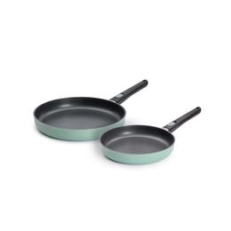 WOLL Pfannen-Set &raquo;MADE IN GERMANY - Ecolour, 1,5 l + 1,95 l&laquo; Aluminiumguss Set, 2 tlg. abnehmbarer Stiel gr&uuml;n &Oslash; 28cm + H&ouml;he 5cm