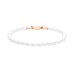 Tamaris Damen Armband &raquo;Pearl Charms&laquo; mit Glasperle rosa 18cm, Edelstahl Perlen