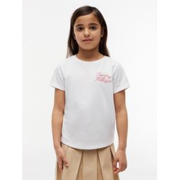 Tommy Hilfiger M&auml;dchen T-Shirt, wei&szlig;, Gr. 3, unifarben, Single Jersey, Obermaterial: 60% Baumwolle, 40% Polyester, Shirts, Kinder bis 16 Jahre