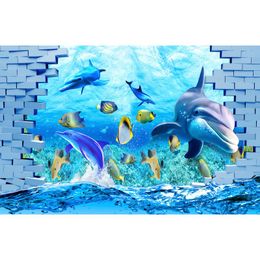 papermoon Fototapete &raquo;3D DESIGN-DELFIN IM MEER&laquo; bunt Vlies B/L: 2m x 1,49m, Bahnen: 4 Stk.