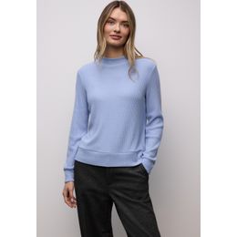 Street One Damen Langarmshirt, blau, Gr. 40, unifarben, Stoff, 80% Viskose, 15% Polyester, 5% Elasthan, Shirts, mit Turtleneck