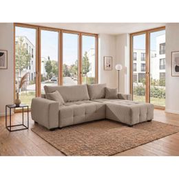 OTTO home Ecksofa &raquo;Bella Couch L-Form, B: 234 cm - OTTO. Verl&auml;ssliche Qualit&auml;t.&laquo; mit Schlaffunktion, Bettkasten & Zierkissen beige 100%Polyester B/H/T