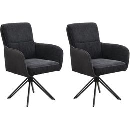 ByLiving Esszimmerstuhl &raquo;Tino&laquo; (Set) 2 Stk.360 Grad drehbar mit Federkernpolsterung, hochwertige Polsterbez&uuml;ge Metall, Stoff B/H/T: 62cm x 94cm x 70cm