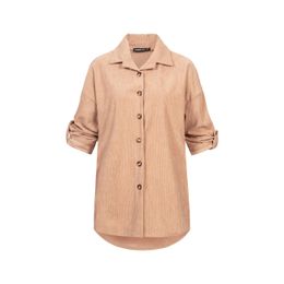 CLOUD 5IVE Damen Klassische Bluse "CLOUD 5IVE Turn-Up Cordurory Blouse", beige, Gr. XXL, 95% Polyester, 5% Elasthan, Blusen
