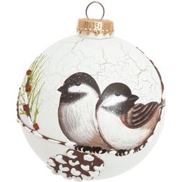 Weihnachtsbaumkugel &raquo;Weihnachtskugel Kugel mit Vogelpaar wei&szlig; 10cm&laquo; Dekoriert mit Liebe zum Detail wei&szlig; Glas 10cm