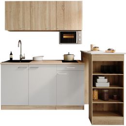 respekta Pantryk&uuml;che &raquo;Ingrid, inkl. Tresentisch und Mikrowelle&laquo; zerlegt, wahlweise mit K&uuml;hlschrank, Soft-Close-Funktion, Breite 150 cm braun B/H/T: 