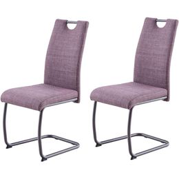Hela Freischwinger &raquo;FLORENZ&laquo; (Set) 2 Stk.Rundrohrgestell Matching Colour, gepolstert, mit Griff lila Metall, Polyester, Stoff B/H/T: 43cm x 97,5cm x 