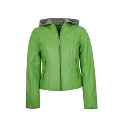 Jilani Lederjacke Lammnappa Kapuze in Gr&uuml;n | Gr.: 40