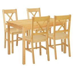 OTTO home Essgruppe &raquo;Willow&laquo; Set, 5 tlg. Esstisch mit 4 St&uuml;hlen, aus massivem Kiefernholz braun Massivholz B/H/T: 108cm x 73cm x 70cm
