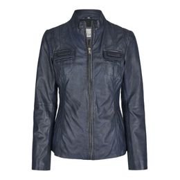 7eleven Damen Lederjacke "SEFEMA", blau, Gr. 44, uni, Obermaterial: 100% Lammleder LEL. Futter: 100% Polyester PES. 100% Polyester PES., Jacken, mit