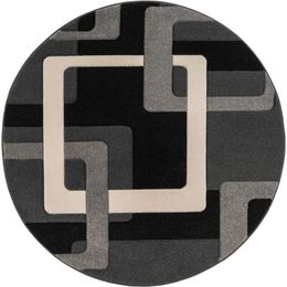OTTO home Teppich &raquo;Maxim&laquo; rund 13 mm H&ouml;he Hoch-Tief-Effekt, Kurzflor, 3D-Design, Kundenliebling schwarz Kunstfaser &Oslash; 140cm 1 Stk., 13mm, &Oslash; 140cm