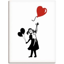 Artland Leinwandbild &raquo;Silhouette M&auml;dchen Ballon Herz&laquo; 1 Stk. tlg. auf Holzrahmen gespannt schwarz Leinwand B/H/T: 60cm x 80cm, Leinwandbild Hochformat, 1 Stk.