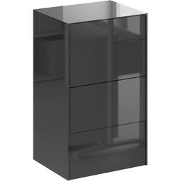 M&auml;usbacher Kommode Kommode BHT 52/89/42 cm, Push to open, Front+Oberplatte=Glas schwarz B/H/T: 52cm x 89cm x 42cm, 3 Stk.